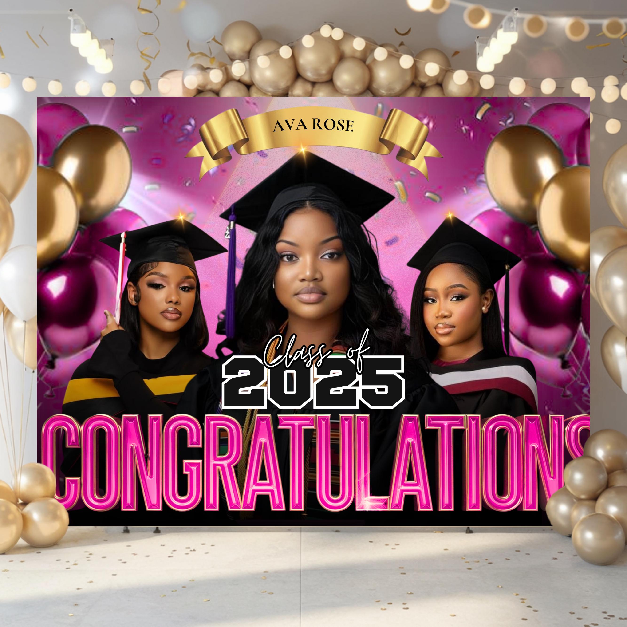 Graduation Backdrop Bundle, 4 Editable Graduate Backdrops, Canva Grad ...