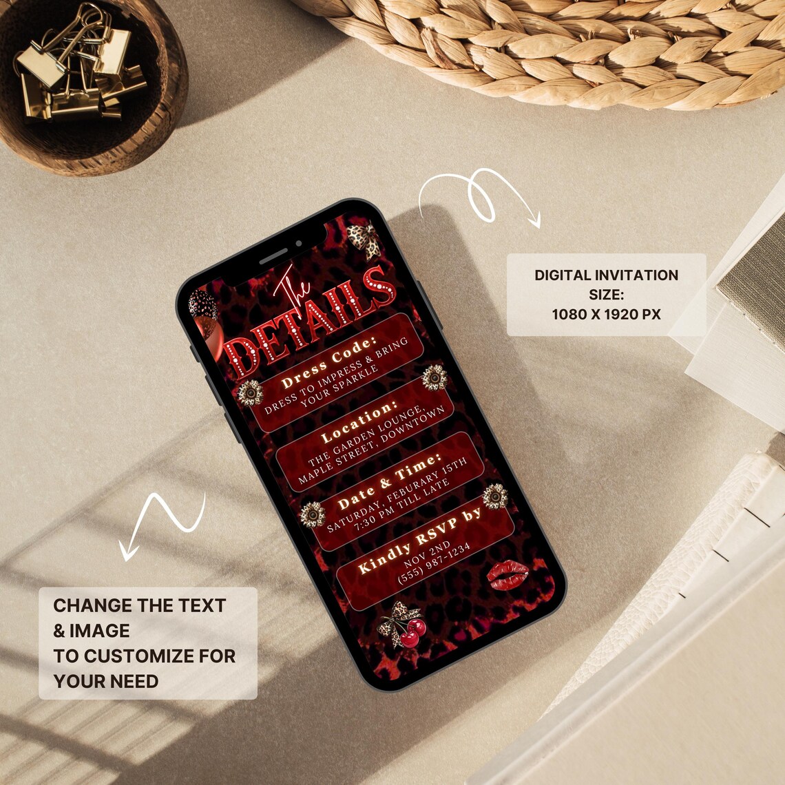Digital Red Cheetah Galentine Day Party Invitation,galentine's Girls ...