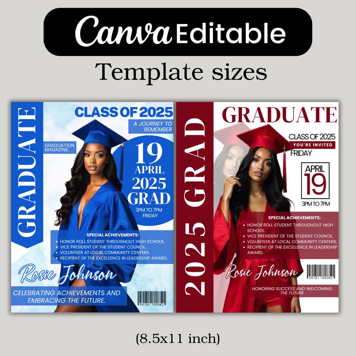 Graduation Magazine Template, High School Senior Graduation Magazine ...
