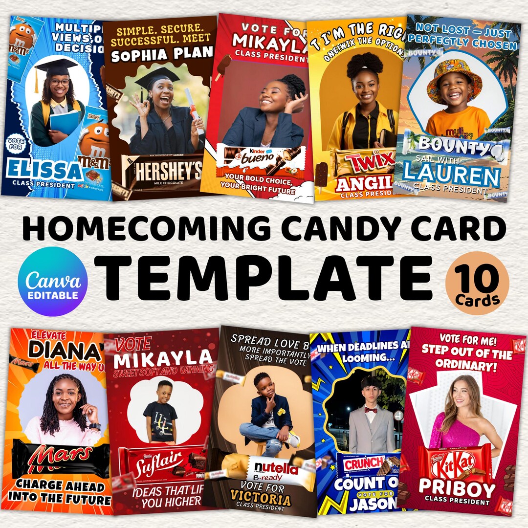 10 Homecoming Candy Card, Homecoming Campaign Candy Tags, Student ...