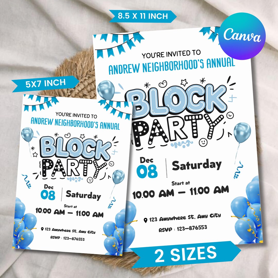 Editable Block Party Template, Block Party Invite, Neighborhood BBQ ...