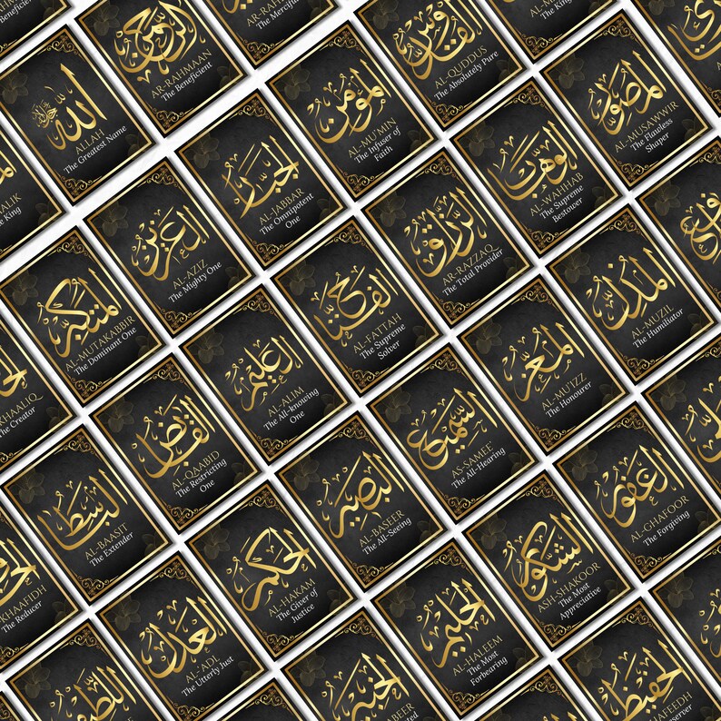 Asmaul Husna Cards, 99 Names of Allah With Meaning, Printable Islamic ...