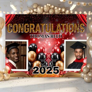 Graduation Backdrop Bundle, 4 Editable Graduate Backdrops, Canva Grad ...