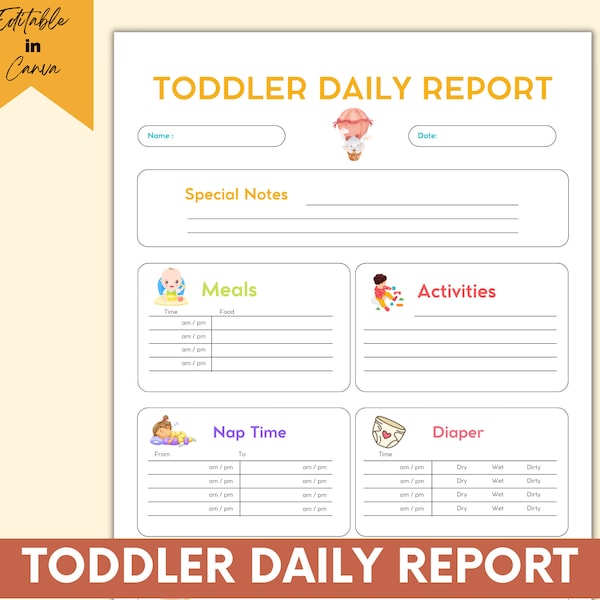 Toddler Daily Report - Etsy