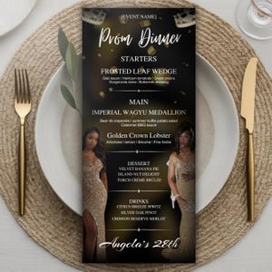 Editable Prom Picture Menu, Full Picture Menu and Drink Card, Event ...