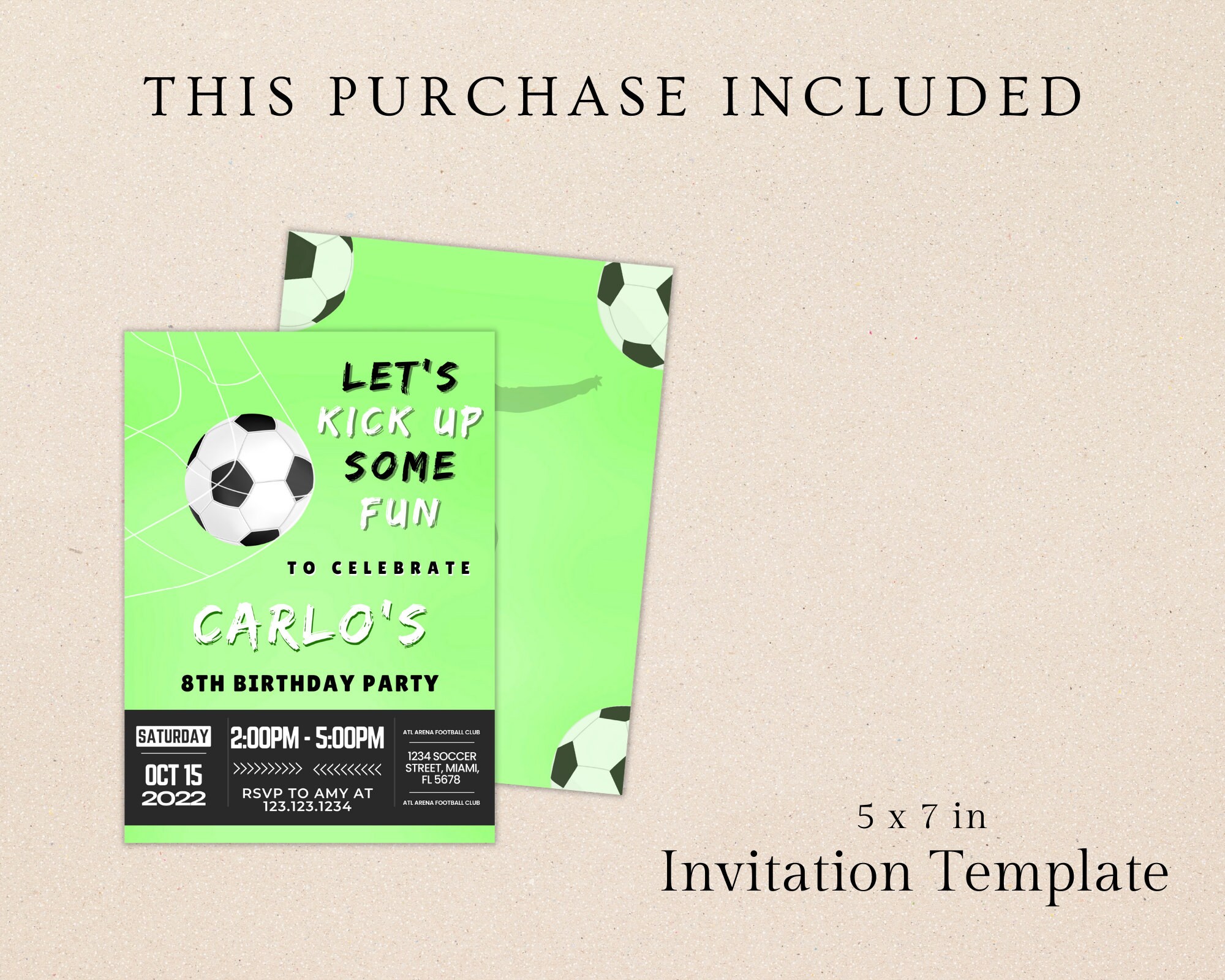 Soccer Birthday Invitation Template Futbol Invitation Sports - Etsy