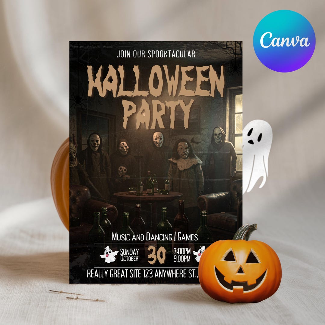 Halloween Party Invite Template, Adult Party Invitation, Halloween ...