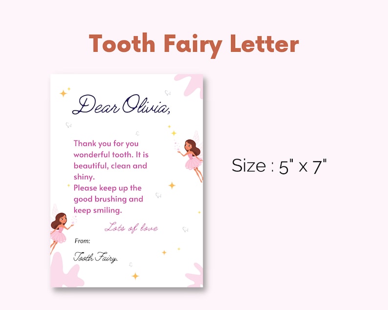 Tooth Fairy Letter Instant Download, Fairy Letter, Tooth Fairy, Fairy ...