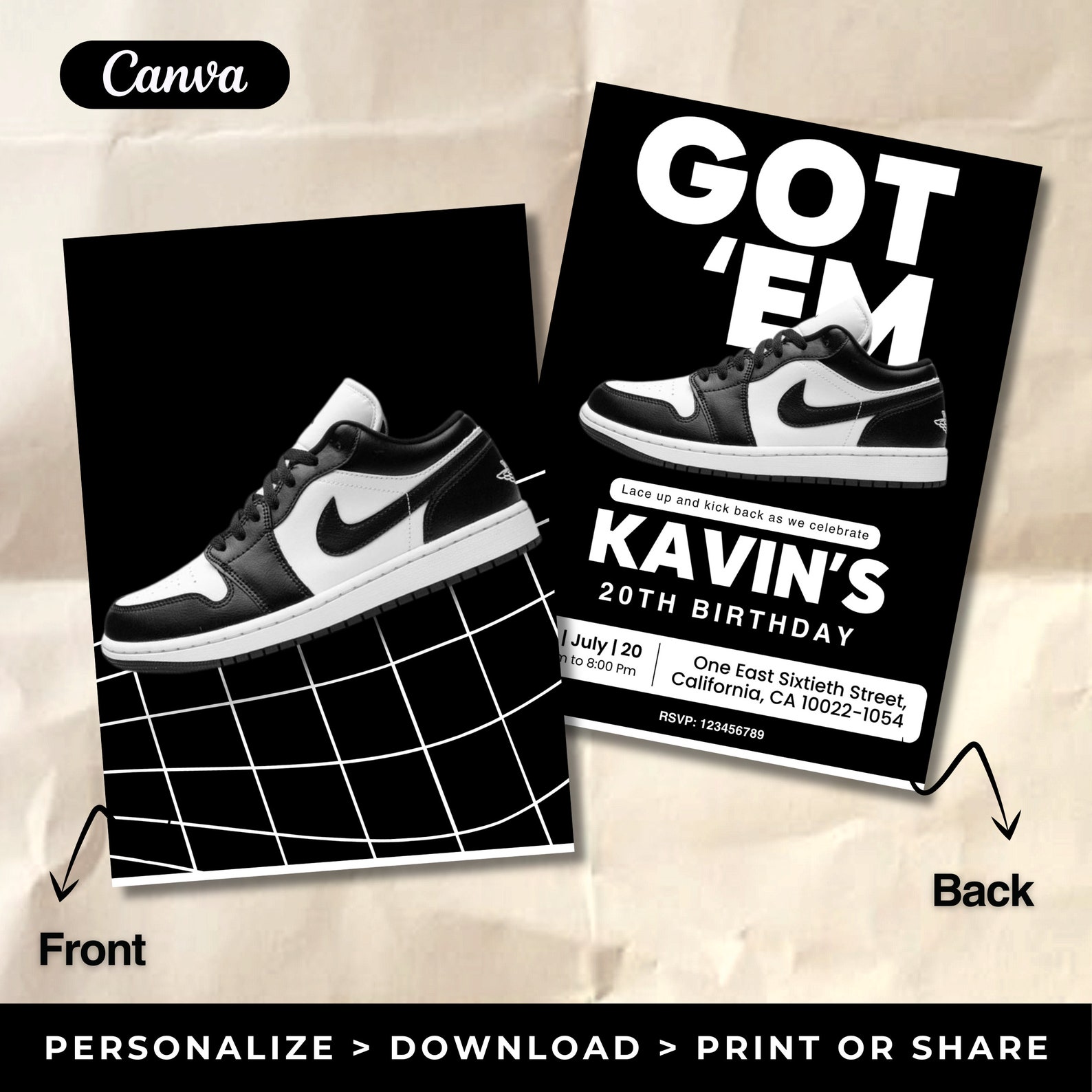 Editable Sneaker Birthday Party Invitation Template Sneaker Bash ...