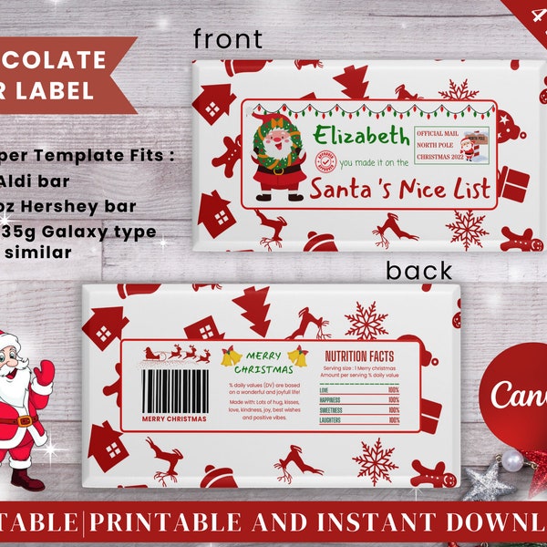 Christmas Chocolate Wrapper - Etsy Australia