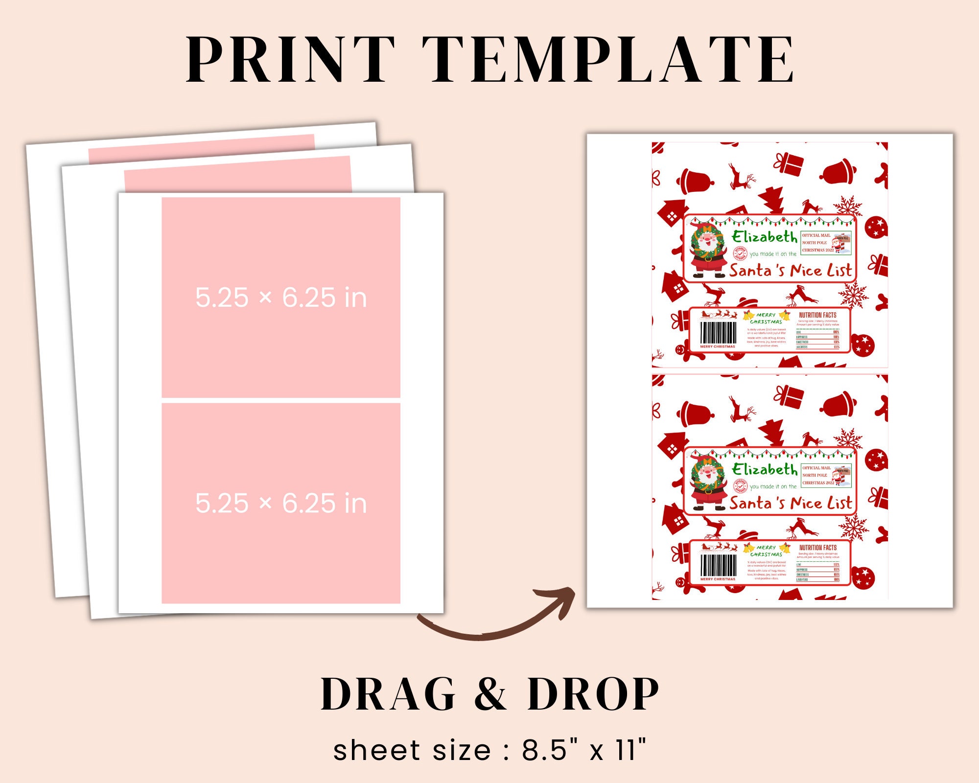 Christmas Bar Wrapper Nice List Nice List Chocolate Wrapper - Etsy UK