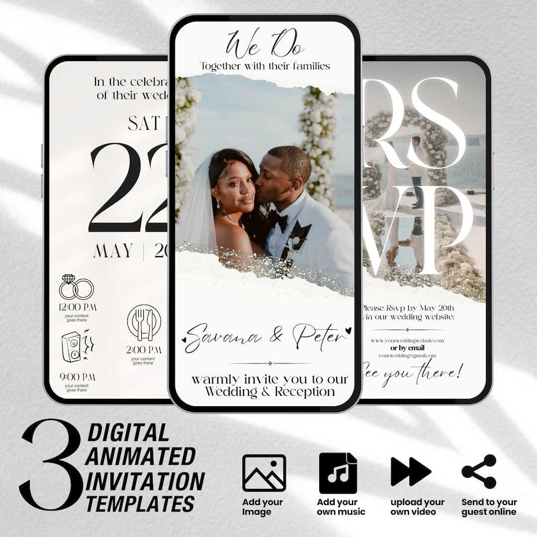 Digital Animated Wedding Invitation, Wedding Video Invitation, Digital ...