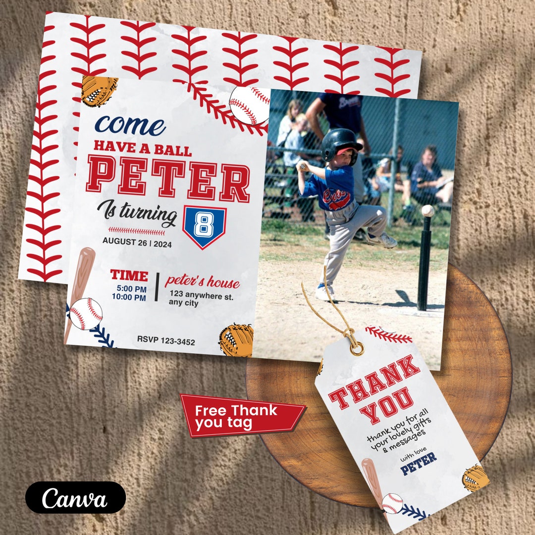 Baseball Birthday Invitation With Photo, Baseball Birthday Party Invite ...