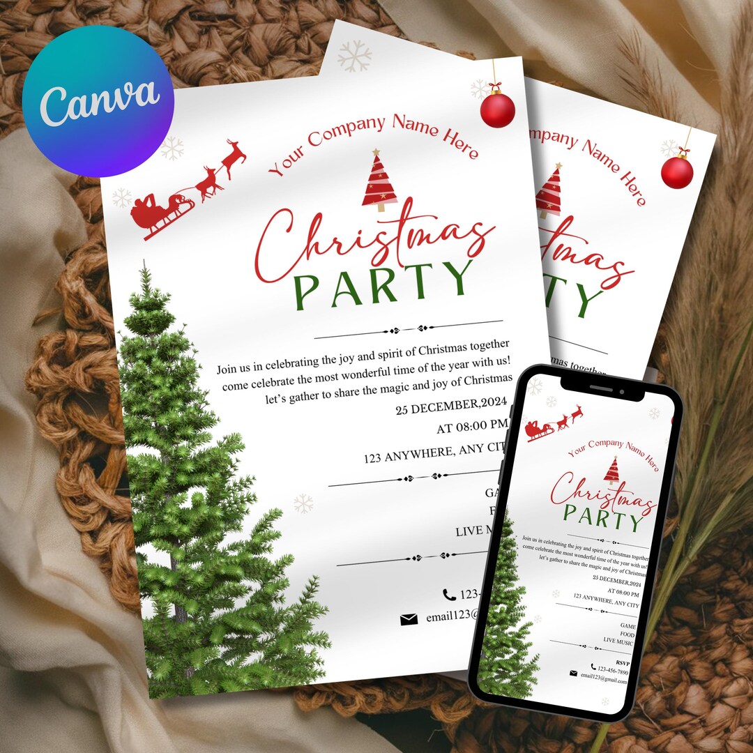 Corporate Christmas Party Invitation, Office Holiday Invite Staff ...