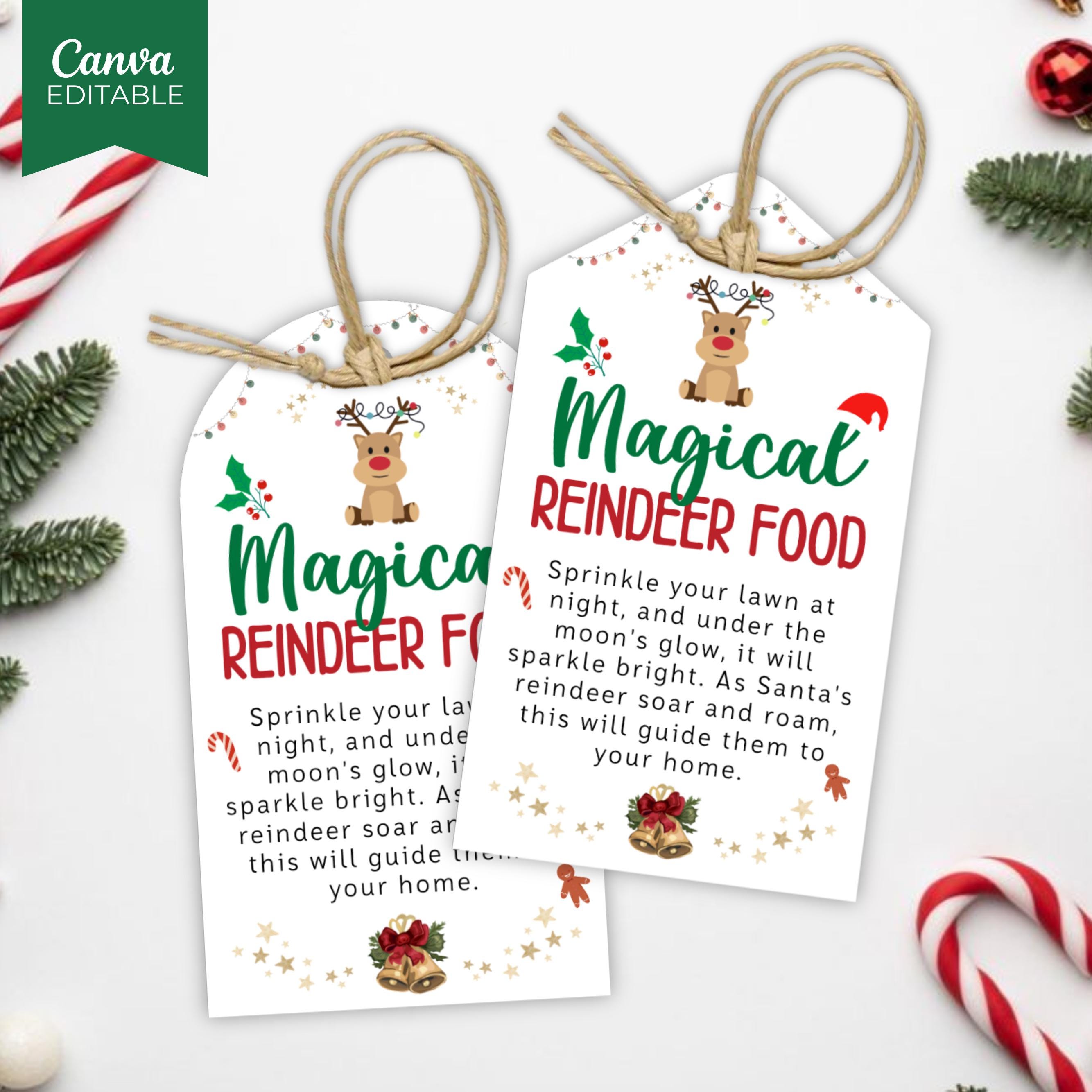 Christmas Reindeer Food Tag, Magic Reindeer Food Tag, Editable ...