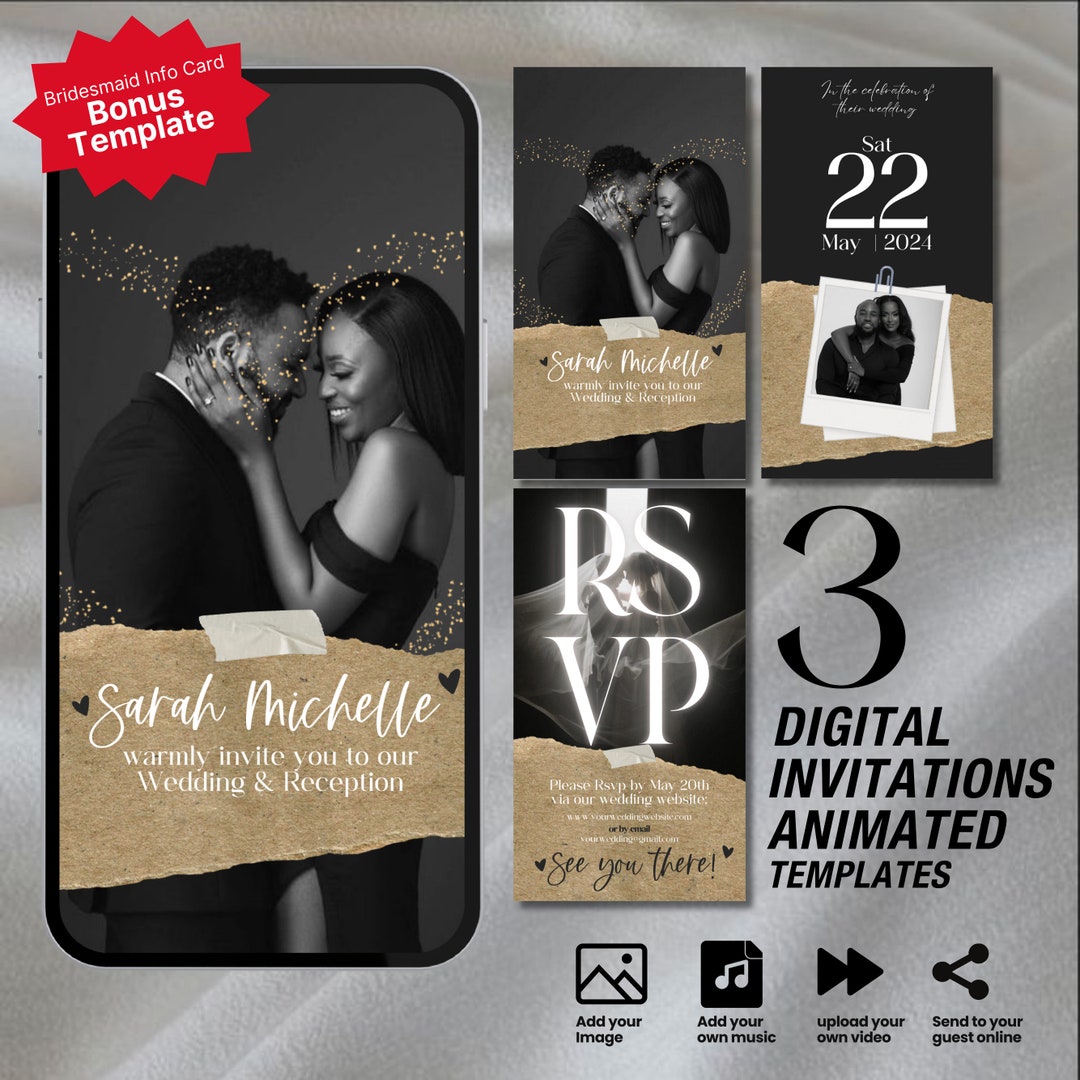 Digital Animated Wedding Invitation, Wedding Video Invitation, Digital ...