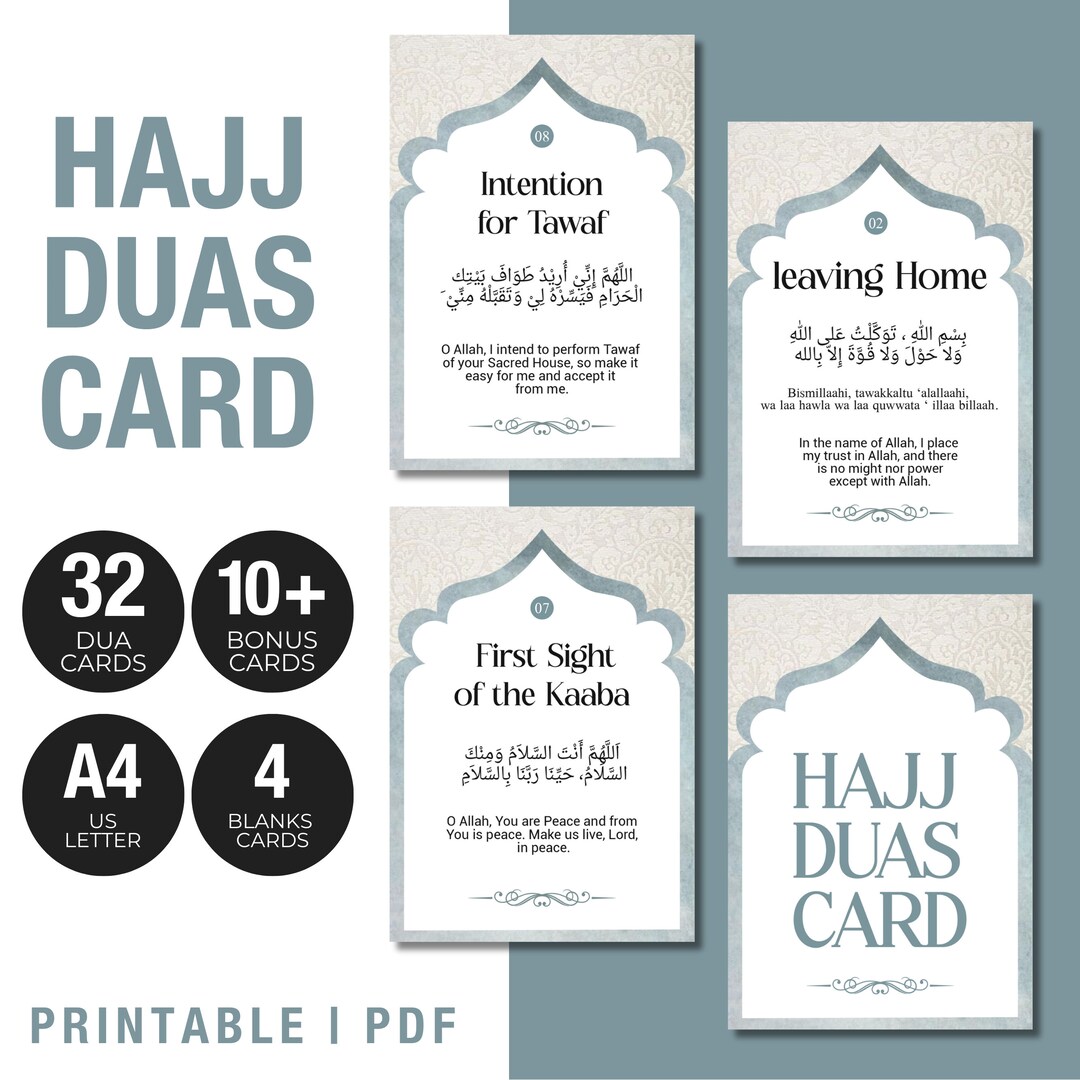 Hajj Dua Cards Printable,hajj/umrah Flashcards, Prayer Cards, Islamic Dua Cards, Dua Reminder ...