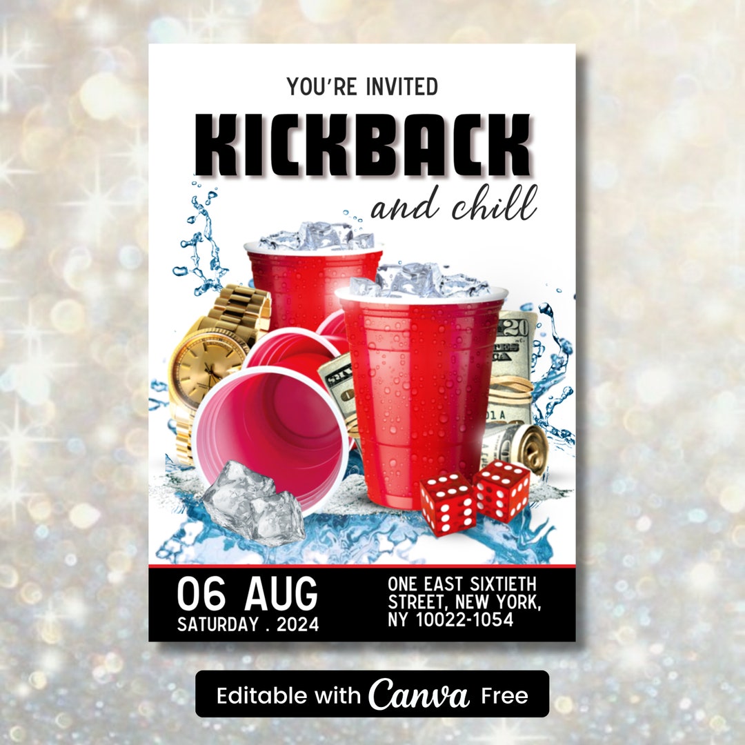 Kickback Flyer, Kickback Party Invitation, Edit With Free Canva, Party ...