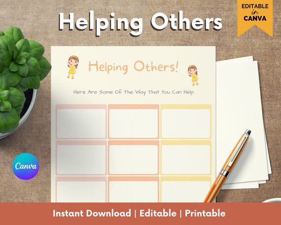 Helping Others Chart Homeschool Printables Montessori - Etsy