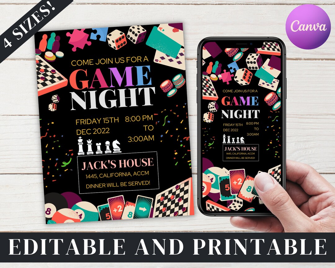 Game Night Flyer, Game Night Party, Game Night Games, Casino Night Party, Game Night Template ...