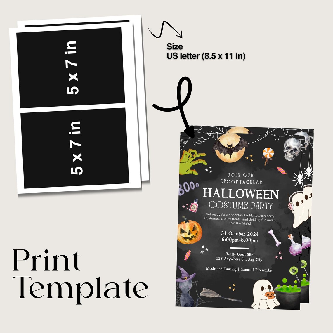 Halloween Party Invitation, Editable Horror Party Invite, Printable ...