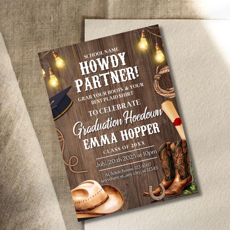 Western Graduation Invitation, Western Invitation, Grad Invitation ...
