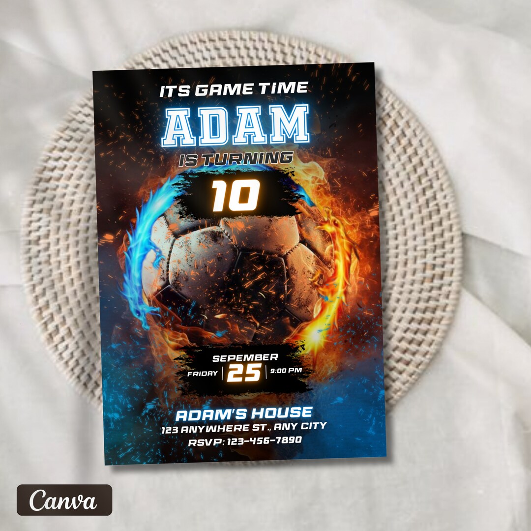 Editable Soccer Birthday Invitation, Printable Soccer Ball Invitation ...