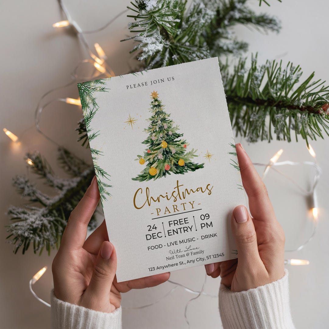 Digital Christmas Invitation, Editable Christmas Party Invitation ...
