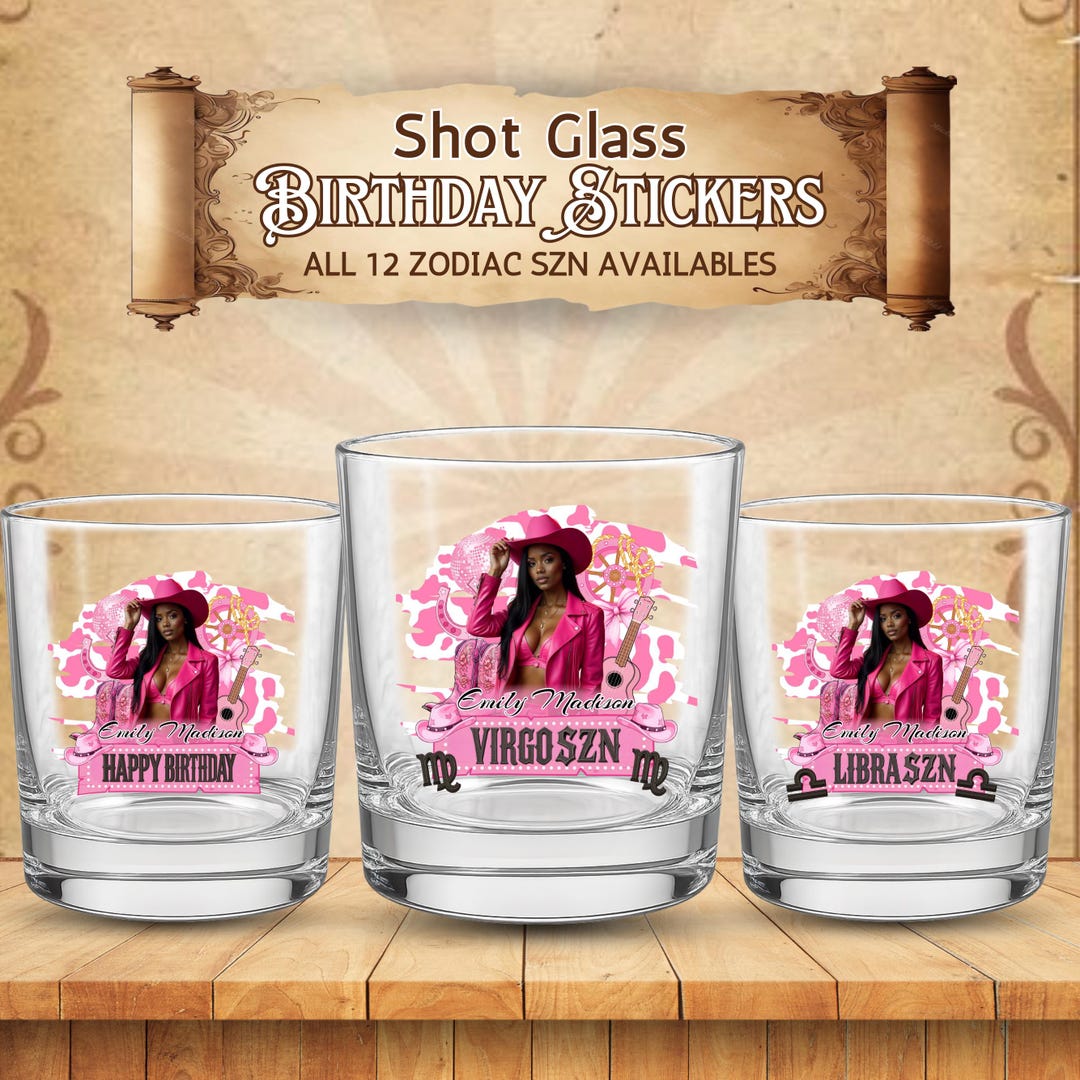 Shot Glass Sticker Template, Cowgirl Party Shot Glass Template ...