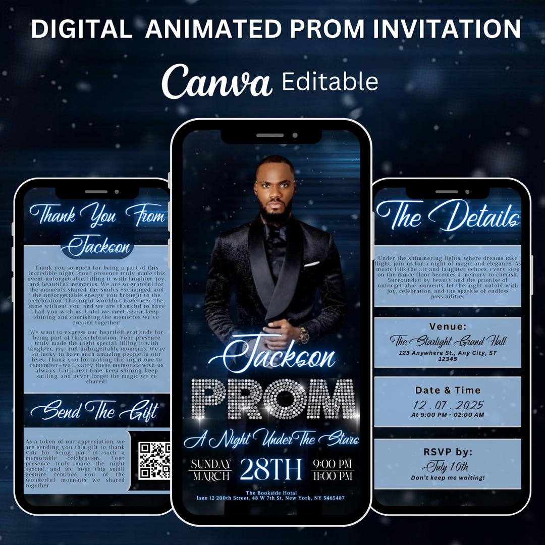 Prom Send off Party Invitation, Prom Senior Blue Theme Invite, Prom ...