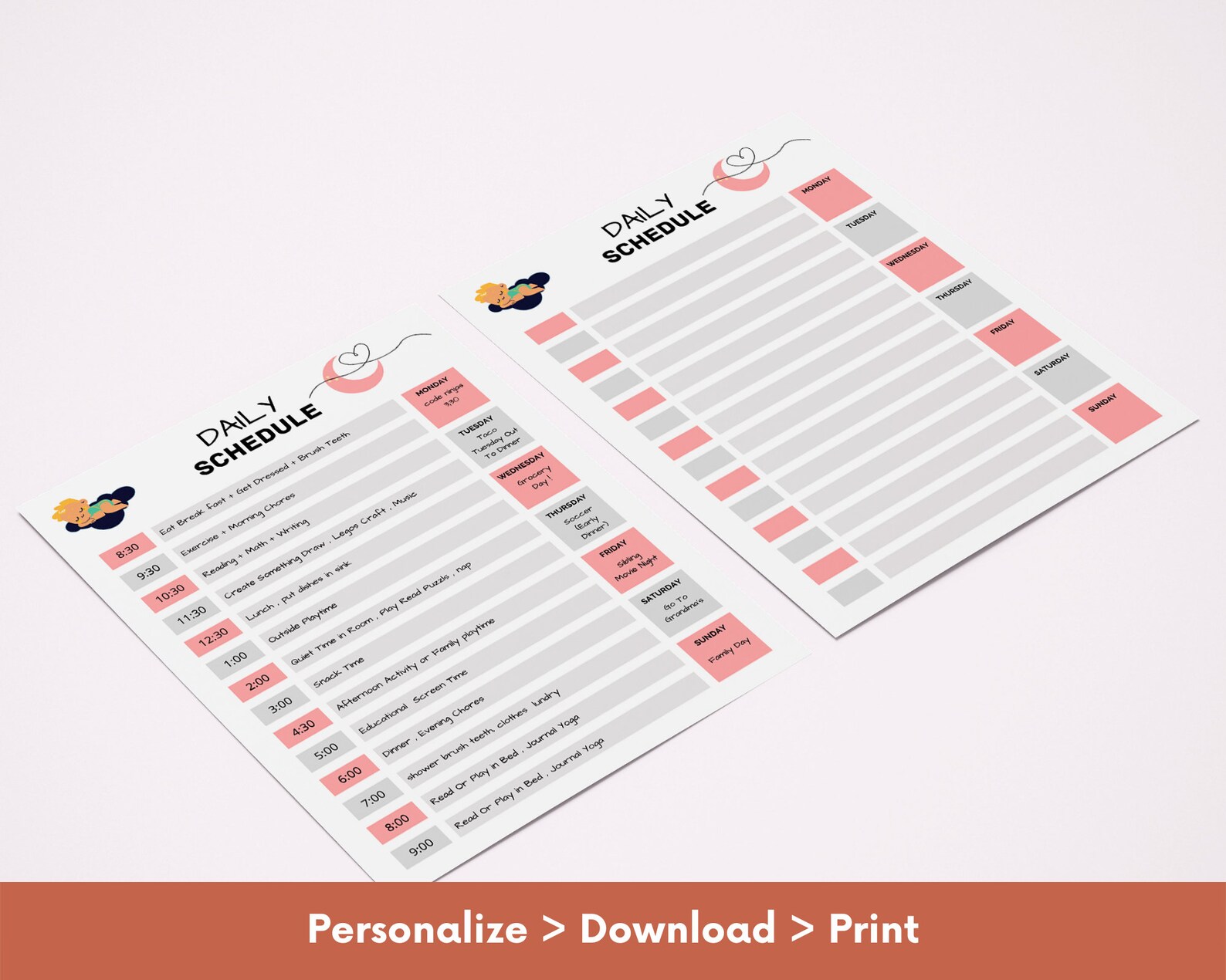 Editable Daily Schedule Daily Routineprintable Daily - Etsy