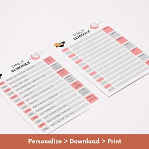 Editable Daily Schedule Daily Routineprintable Daily - Etsy