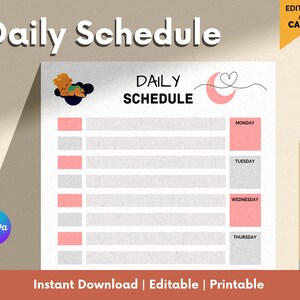 Editable Daily Schedule Daily Routineprintable Daily - Etsy