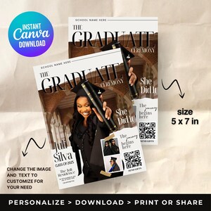 Magazine Style Graduation Invitation, Modern Grad Announcement ...