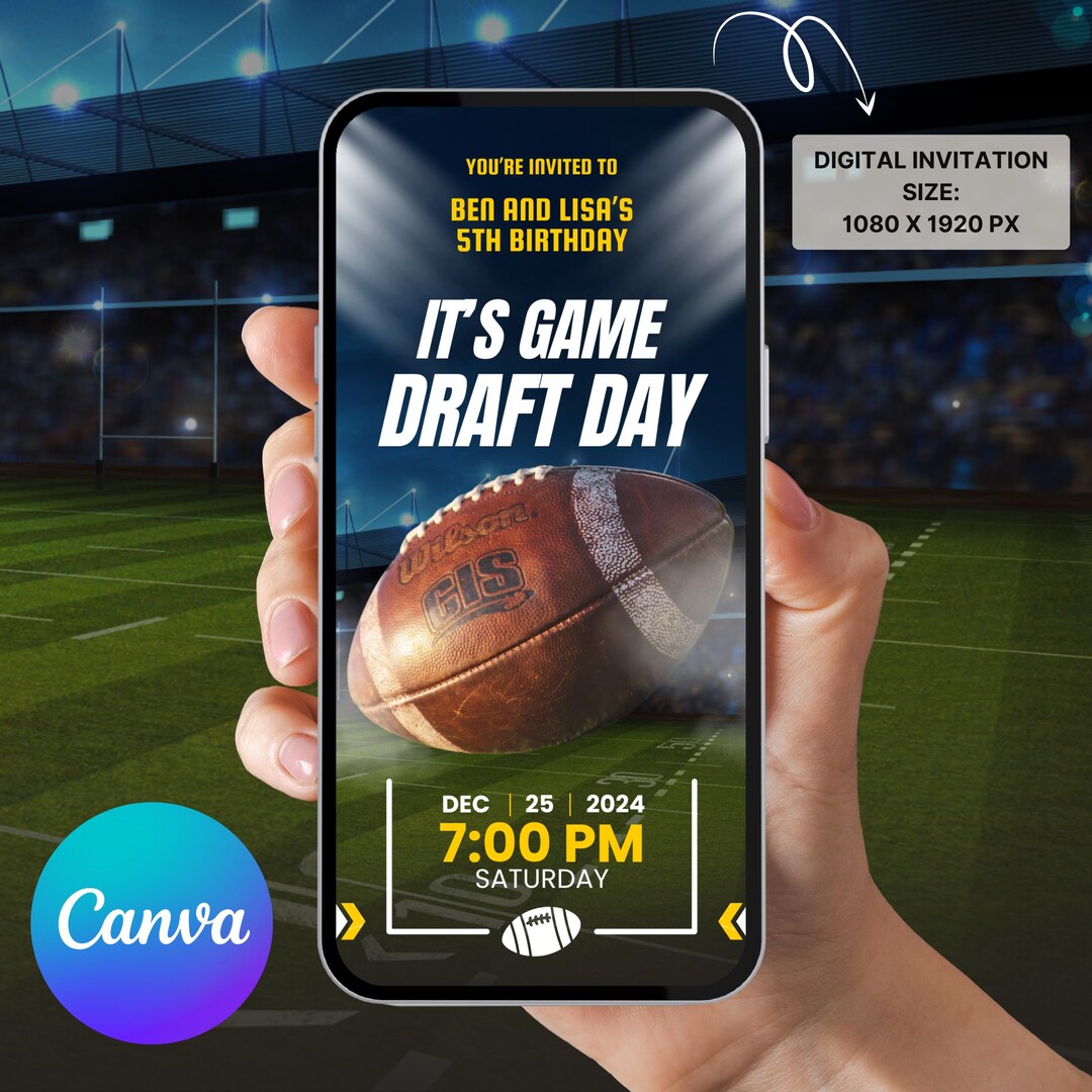 Fantasy Football Invitation, Editable Football Draft Party Invite ...