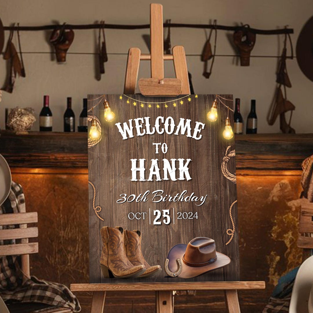 Western Hoedown Birthday Party Sign, Saddle up and Put Your Boots on ...