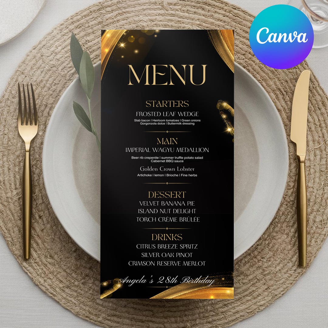 Editable Birthday Picture Menu, Full Picture Menu and Drink Card, Event ...