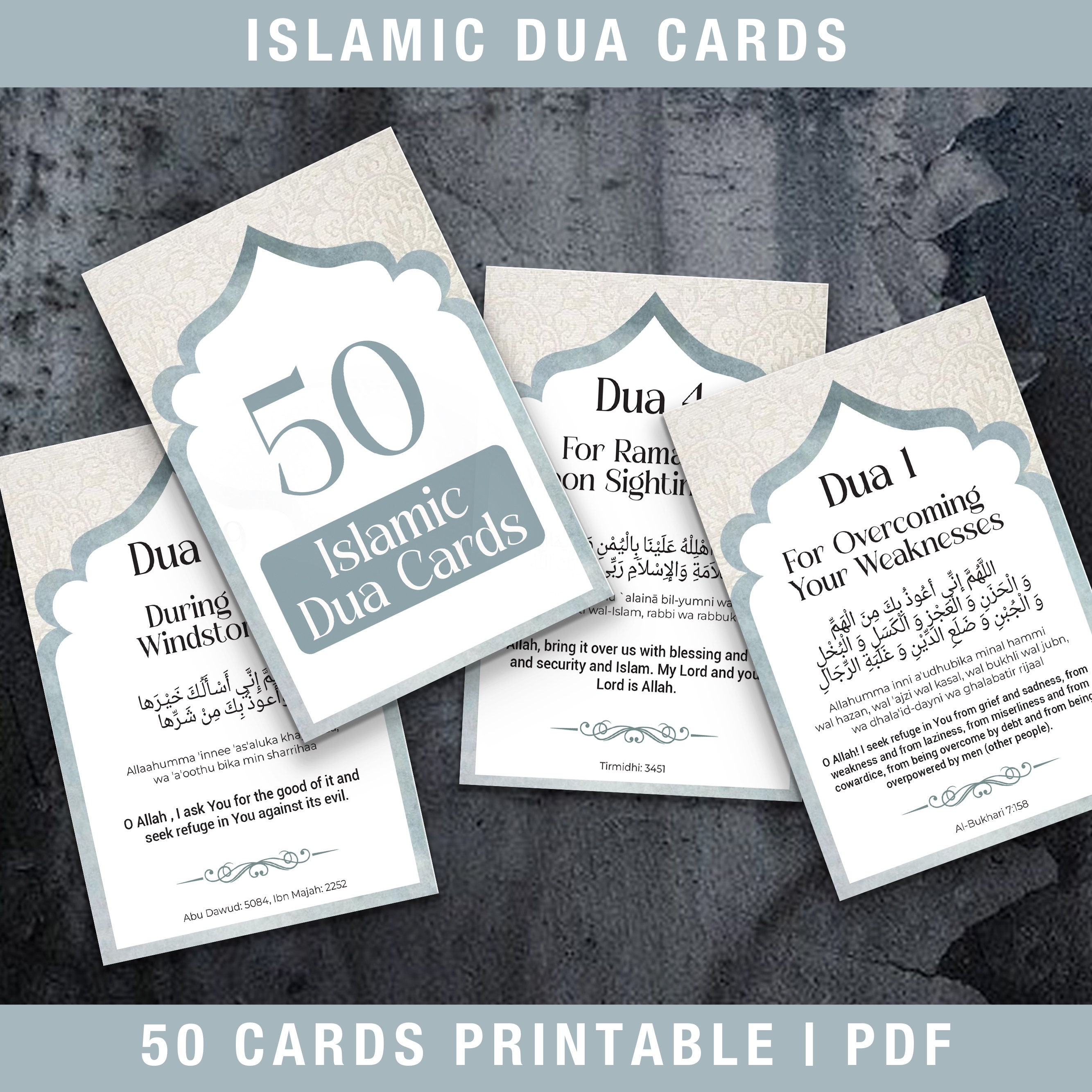 Islamic Dua Flash Cards, 50 Printable Quran Dua Flash Cards, Ramadan ...