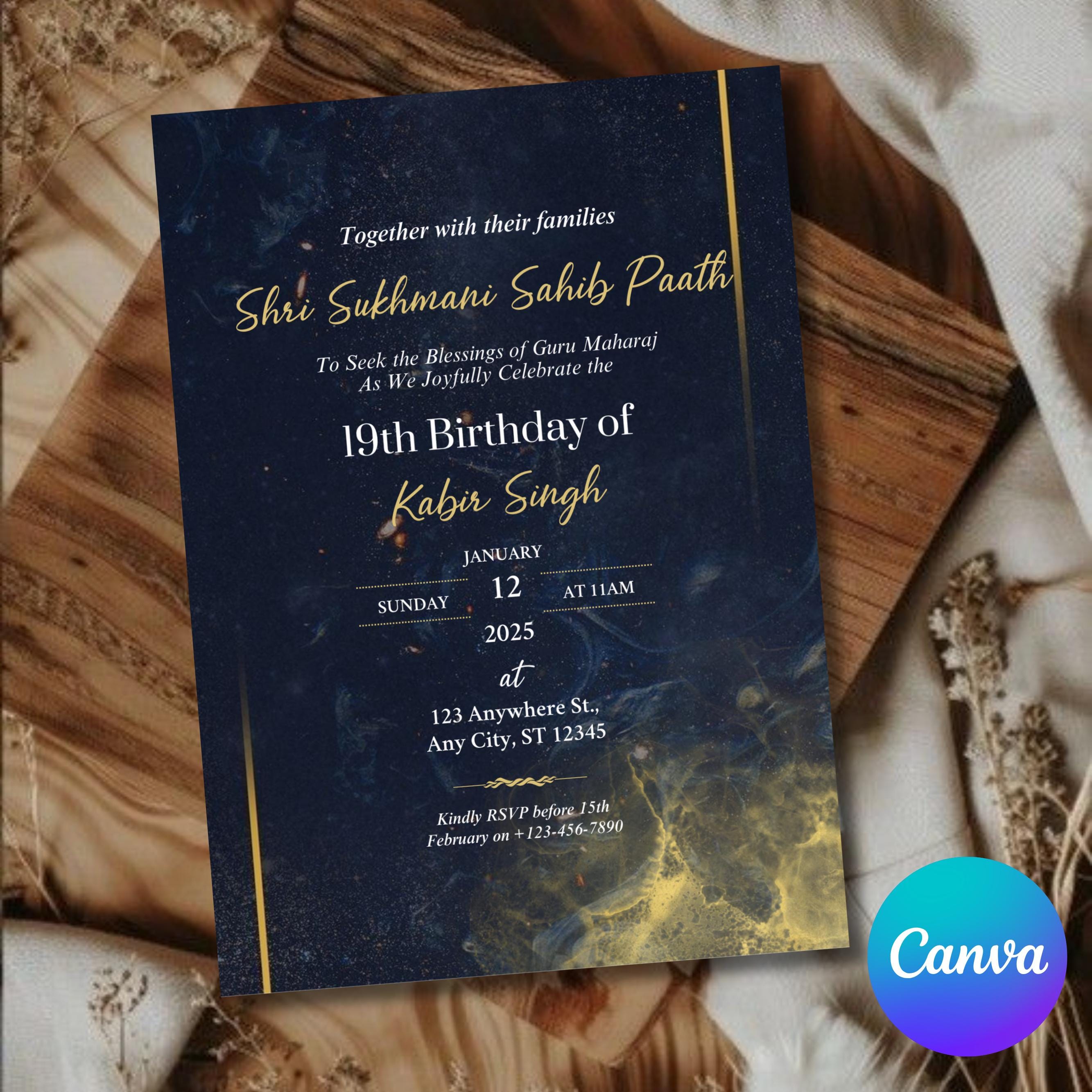 Sukhmani Sahib Invitation Canva Template, Sukhmani Path Invite, Sikh ...