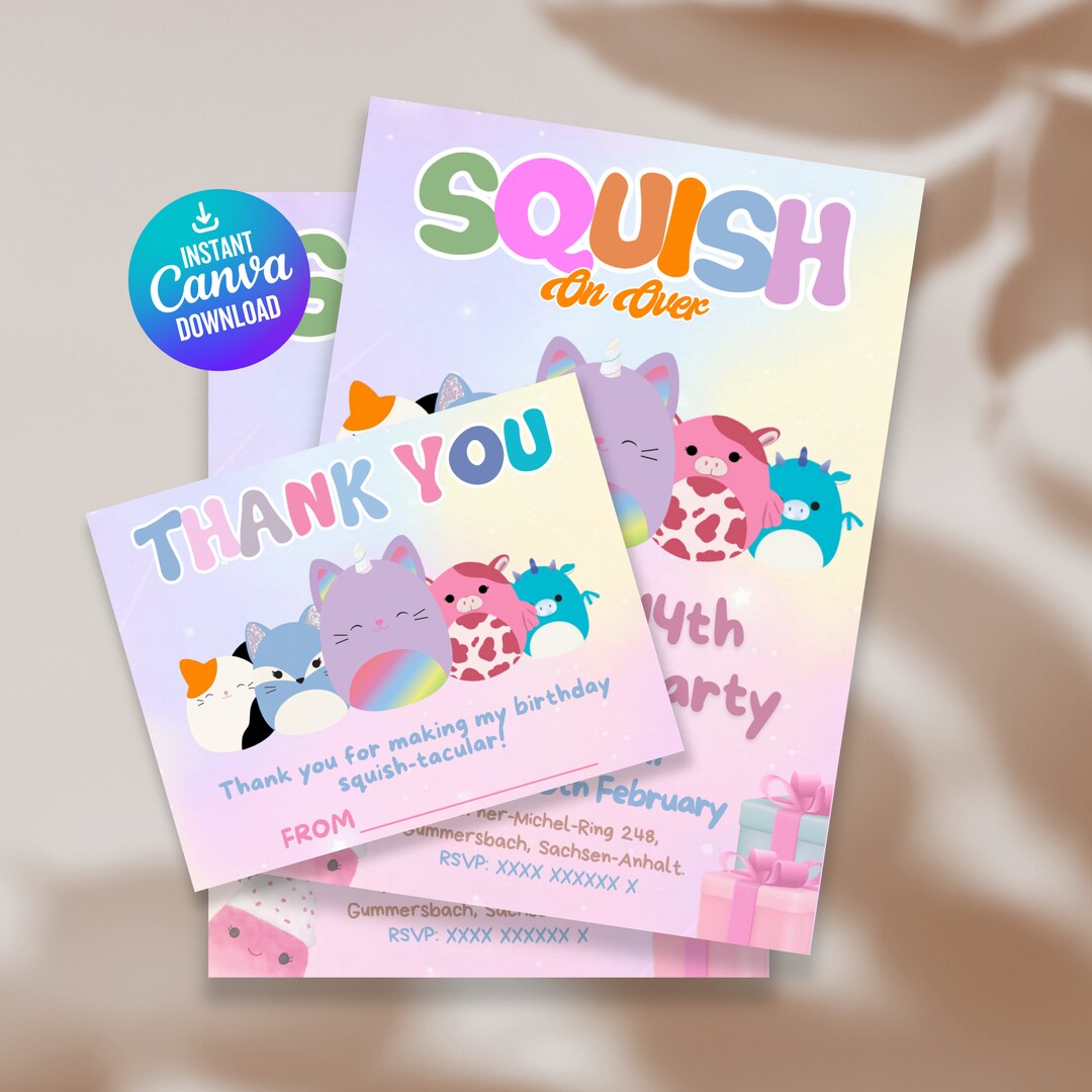 Squishmallow Birthday Invitation, Squishmallow Party Birthday ...