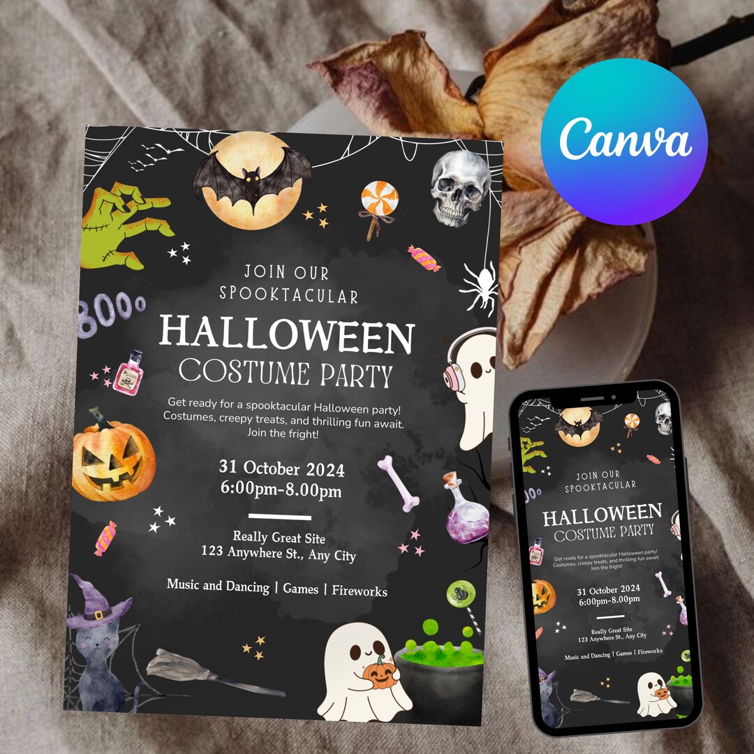 Halloween Party Invitation, Editable Horror Party Invite, Printable ...