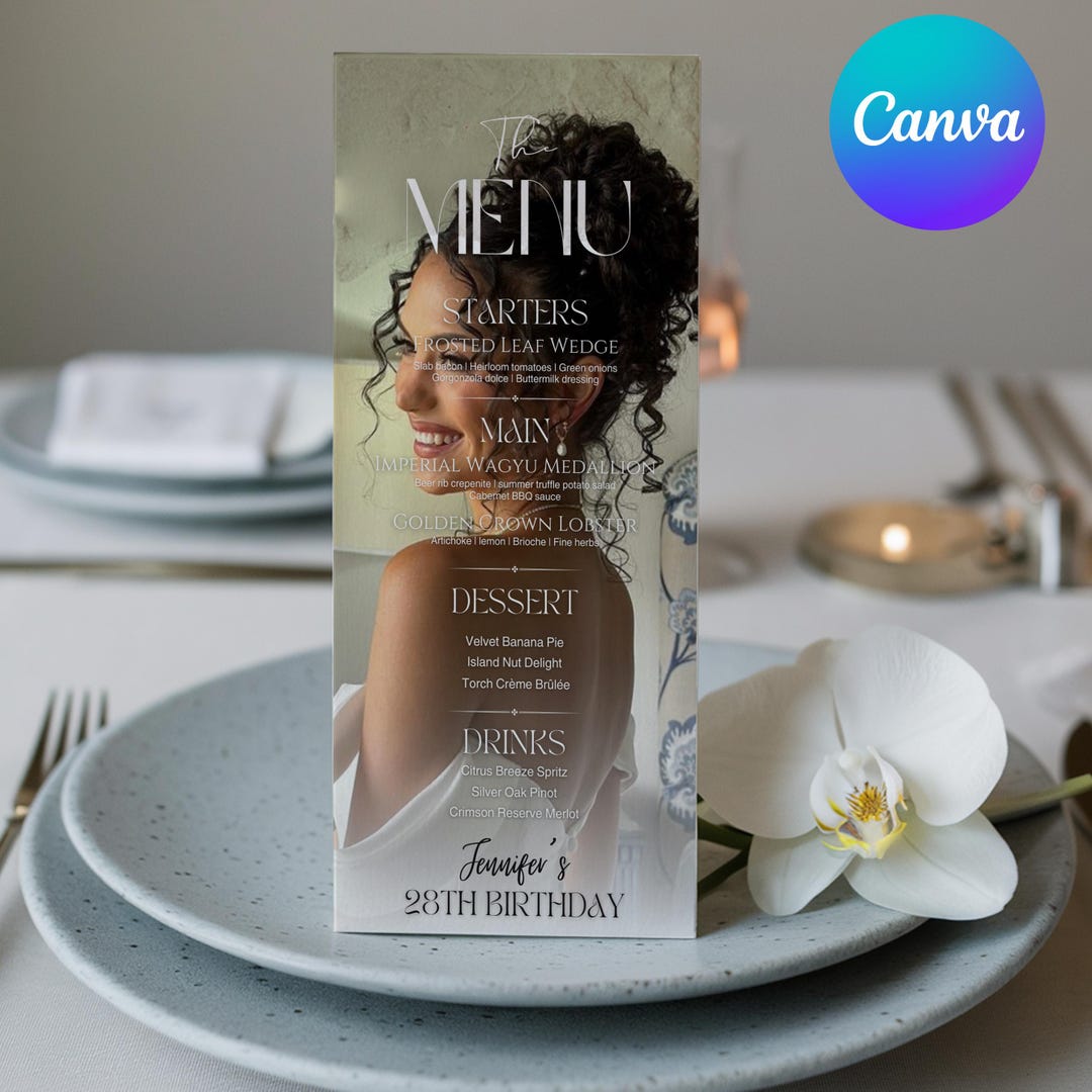 Editable Birthday Picture Menu, Full Picture Menu and Drink Card, Event ...