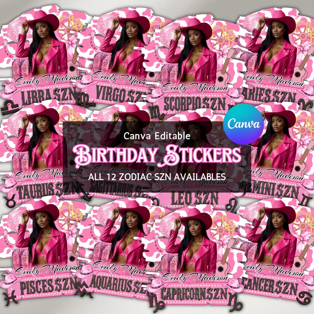 Zodiac Birthday Designs Bundle,cowgirl Styrofoam Cup Sticker, Hoedown ...
