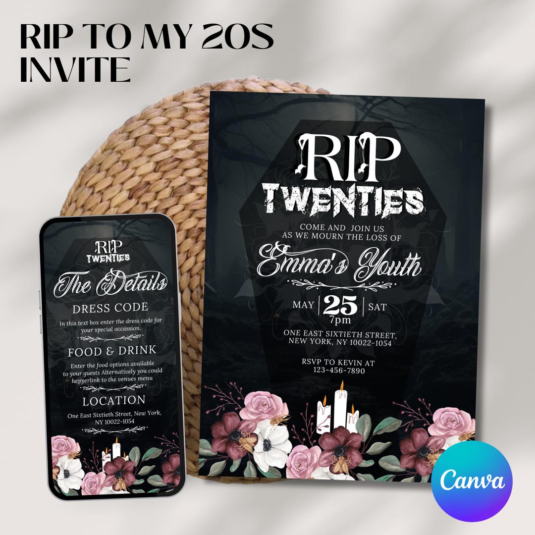 RIP to My 20s Party Invite, Death to My 20s Birthday Invitation, 30th ...
