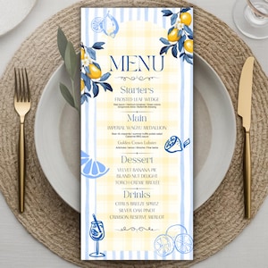 Italian Summer Dinner Menu Card, Italian Menu Card, Birthday Dinner ...