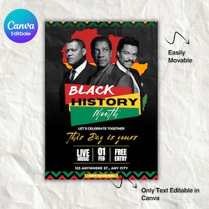 Black History Month Party Invitation, Celebration Event Flyer Template ...