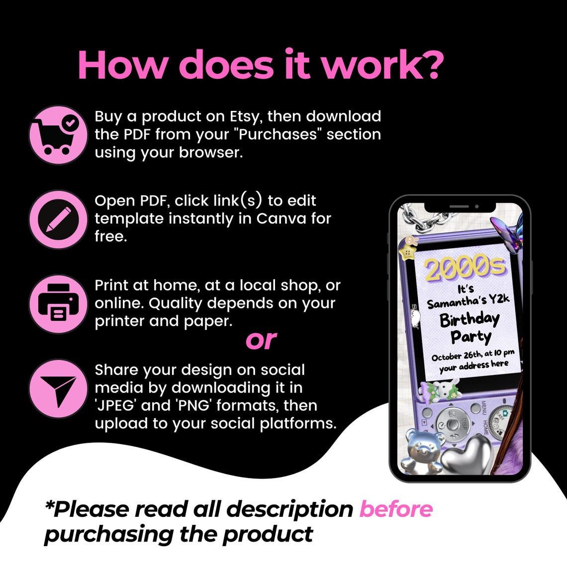 Early 2000s Retro Y2K Themed Party Invitation, Printable Y2K Inspired ...