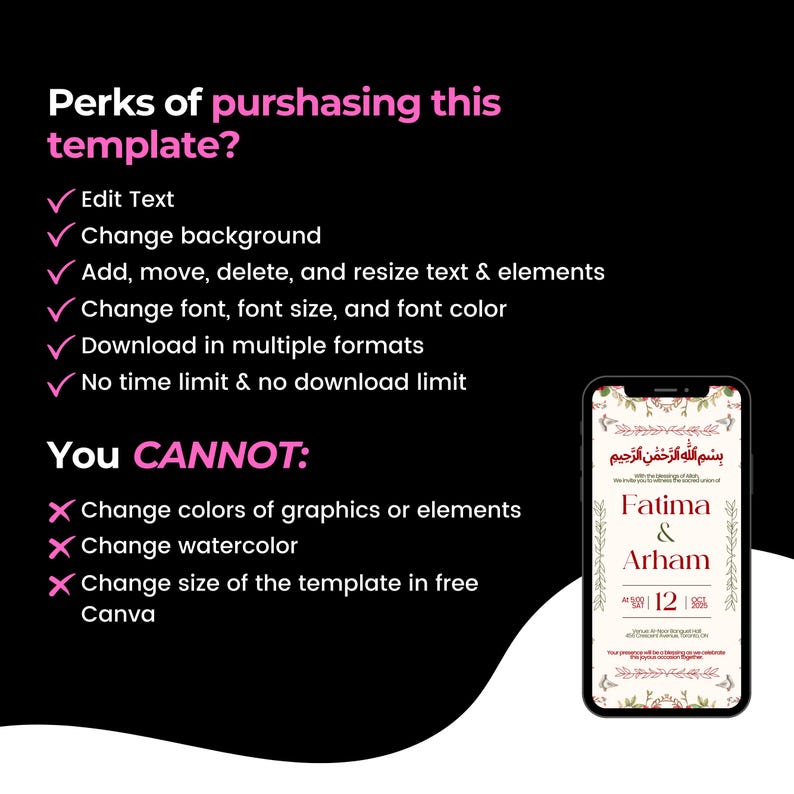 Islamic Wedding Invitation Template, Nikkah Invitation, Valima ...