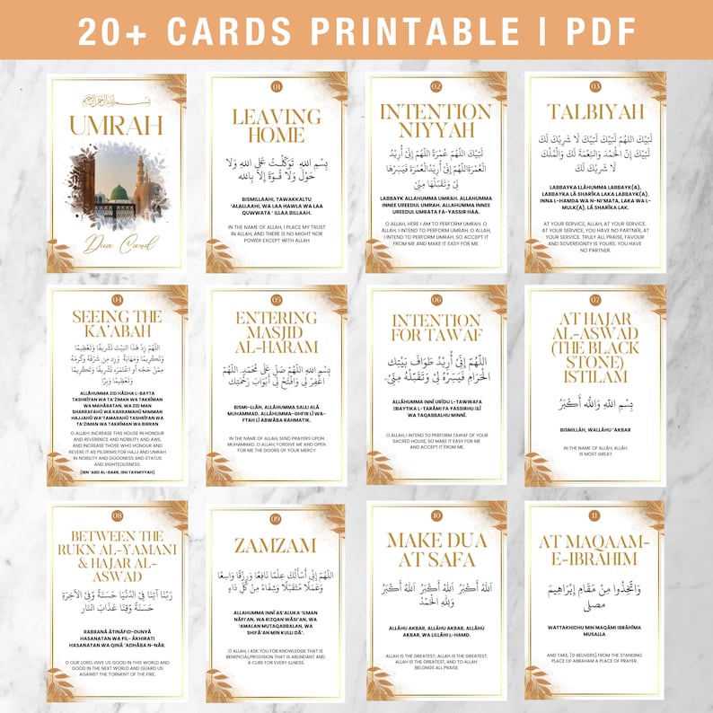 20+ Umrah Dua Cards Printable, Umrah Flashcards, Umrah Mubarak Gift ...