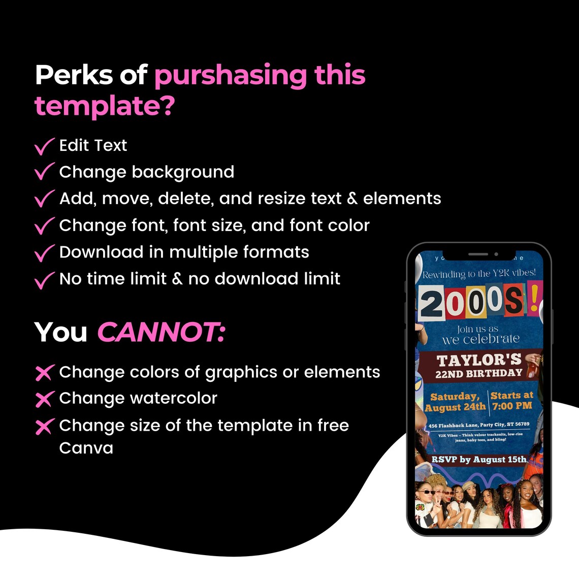 Early 2000s Retro Y2K Themed Party Invitation, Printable Y2K Inspired ...